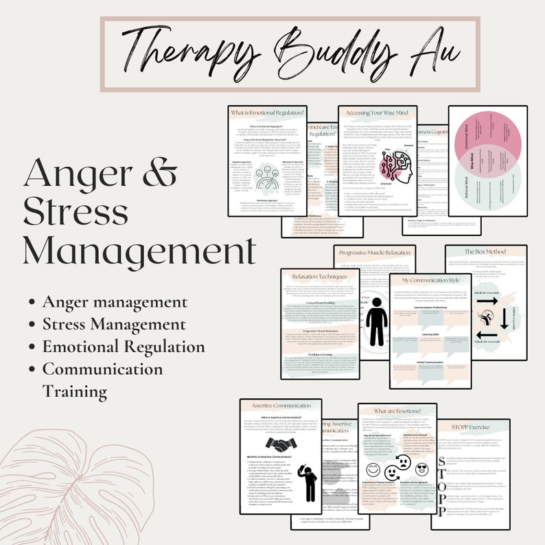 Anger Management CBT Workbook Stress, Emotional Regulation, Relaxation ...