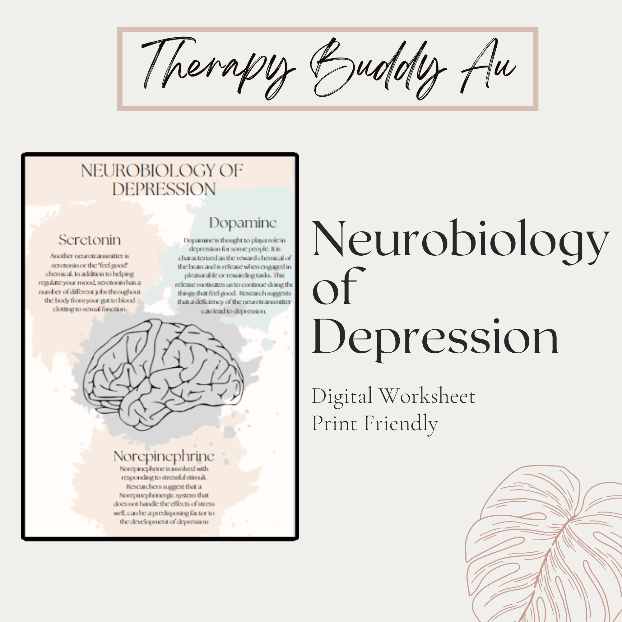 Depression Handout / Neurobiology / Psychoeducation / CBT - Etsy