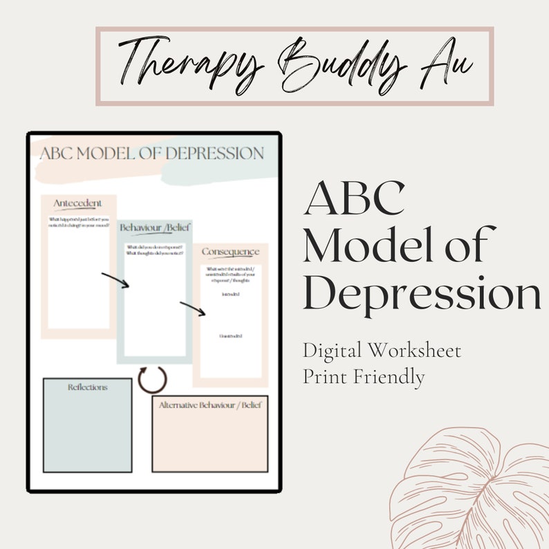 CBT / ABC Model of Depression Worksheet - Etsy