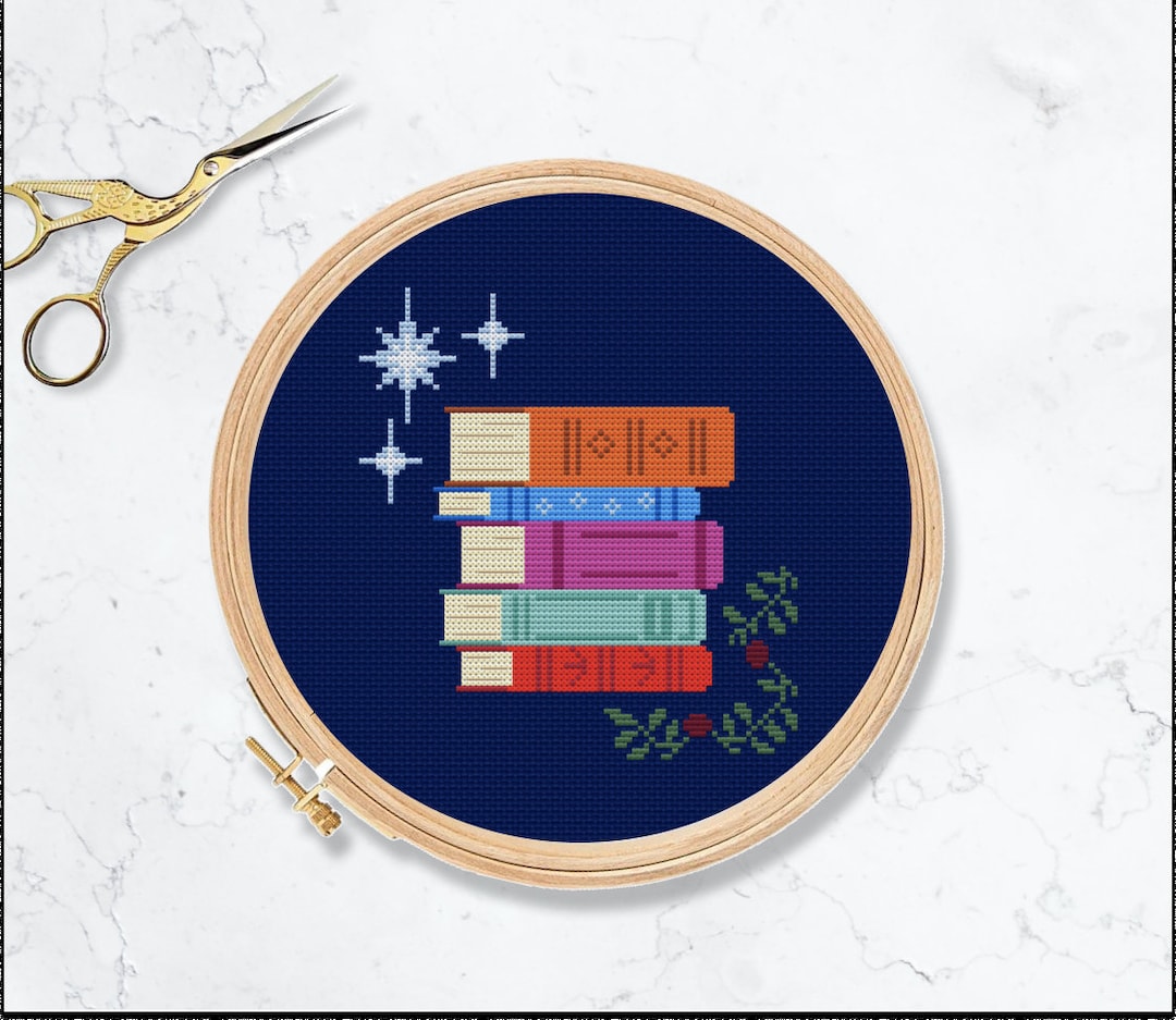 Bookstack Cross Stitch Pattern. Fantasy Books Stacked Booktok Reading ...