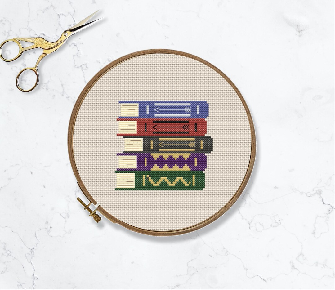 Book Stack Cross Stitch Pattern - Etsy