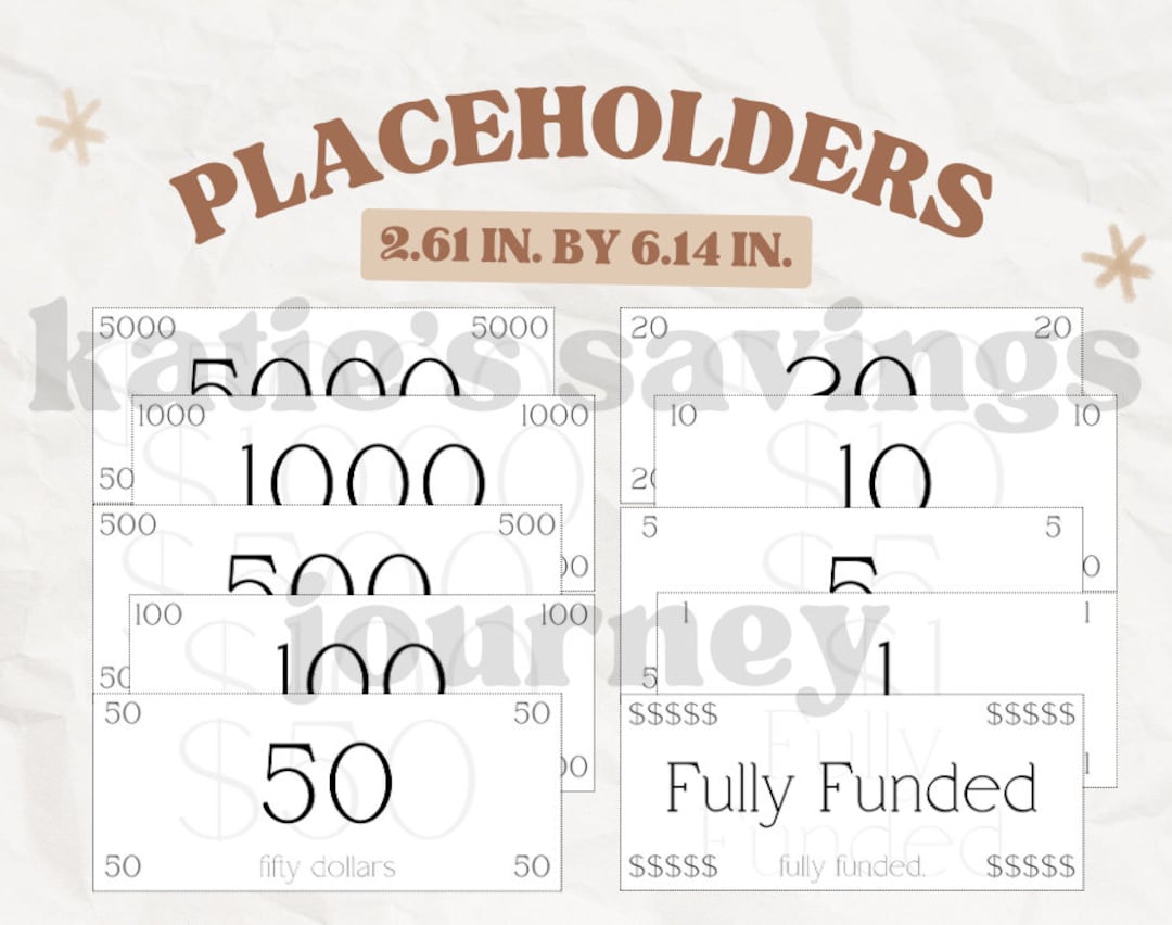 Placeholders - A6 Printable PDF Download, Cash Envelope, Cash Stuffing ...