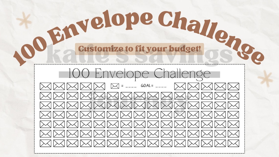 100 Envelope Challenge - A6 Printable PDF Download, Cash Envelope, Cash ...