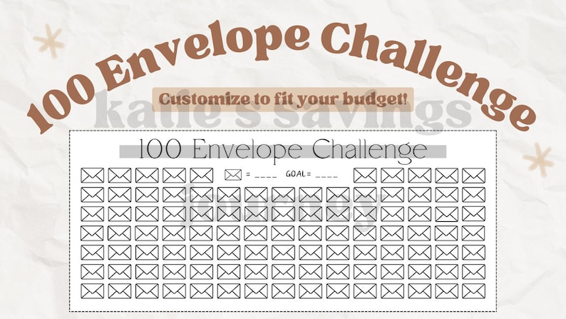 100 Envelope Challenge - A6 Printable PDF Download, Cash Envelope, Cash ...