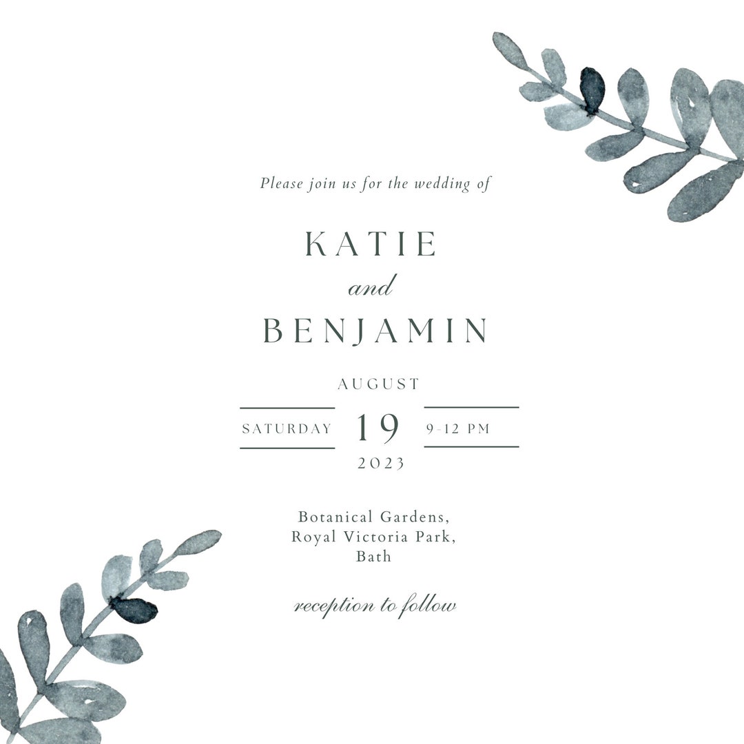 Botanic Wedding Invitation Png/downloadable - Etsy