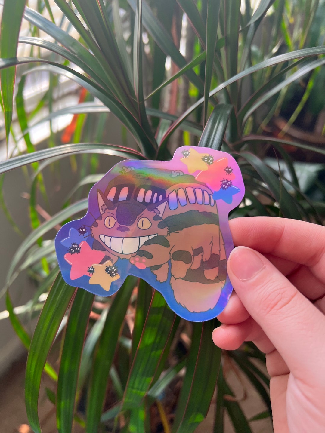 Cat Bus Holographic Sticker | 3 in Sticker | Great for Decorating ...