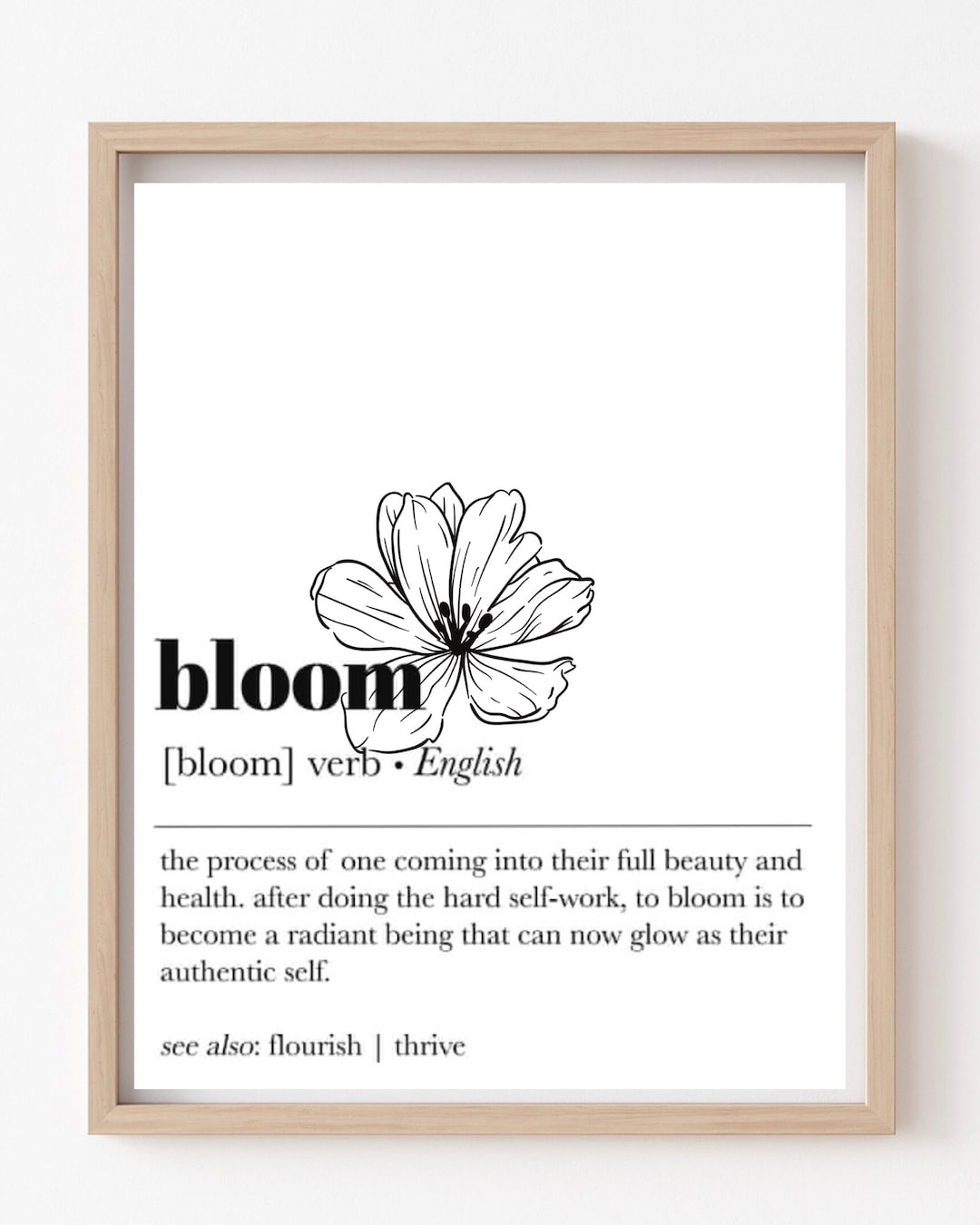 Bloom Definition Print | Manifest Poster | Self Care Wall Art ...