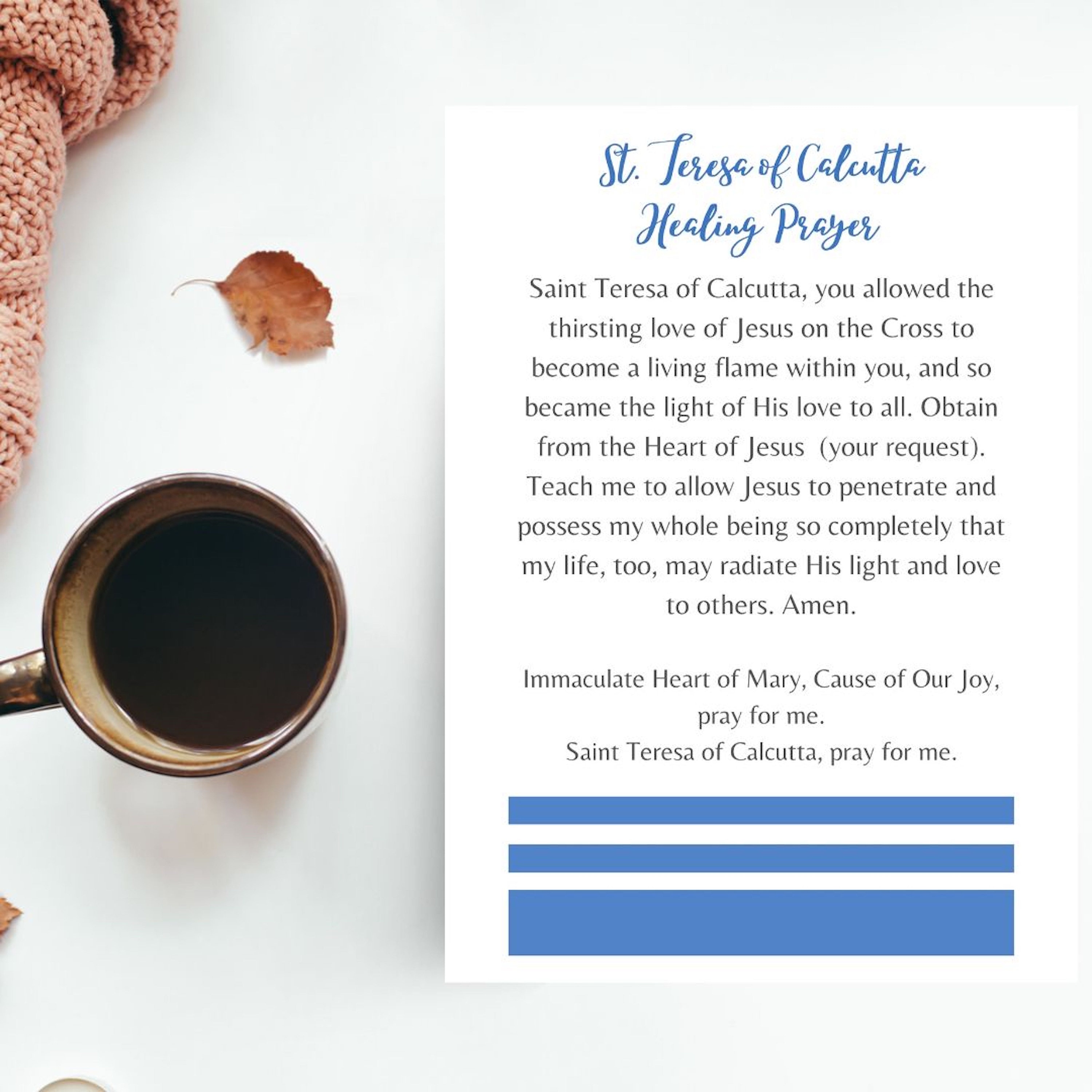 Mother Teresa Novena Prayer Card, 4x6",catholic Prayer Card ,mother ...