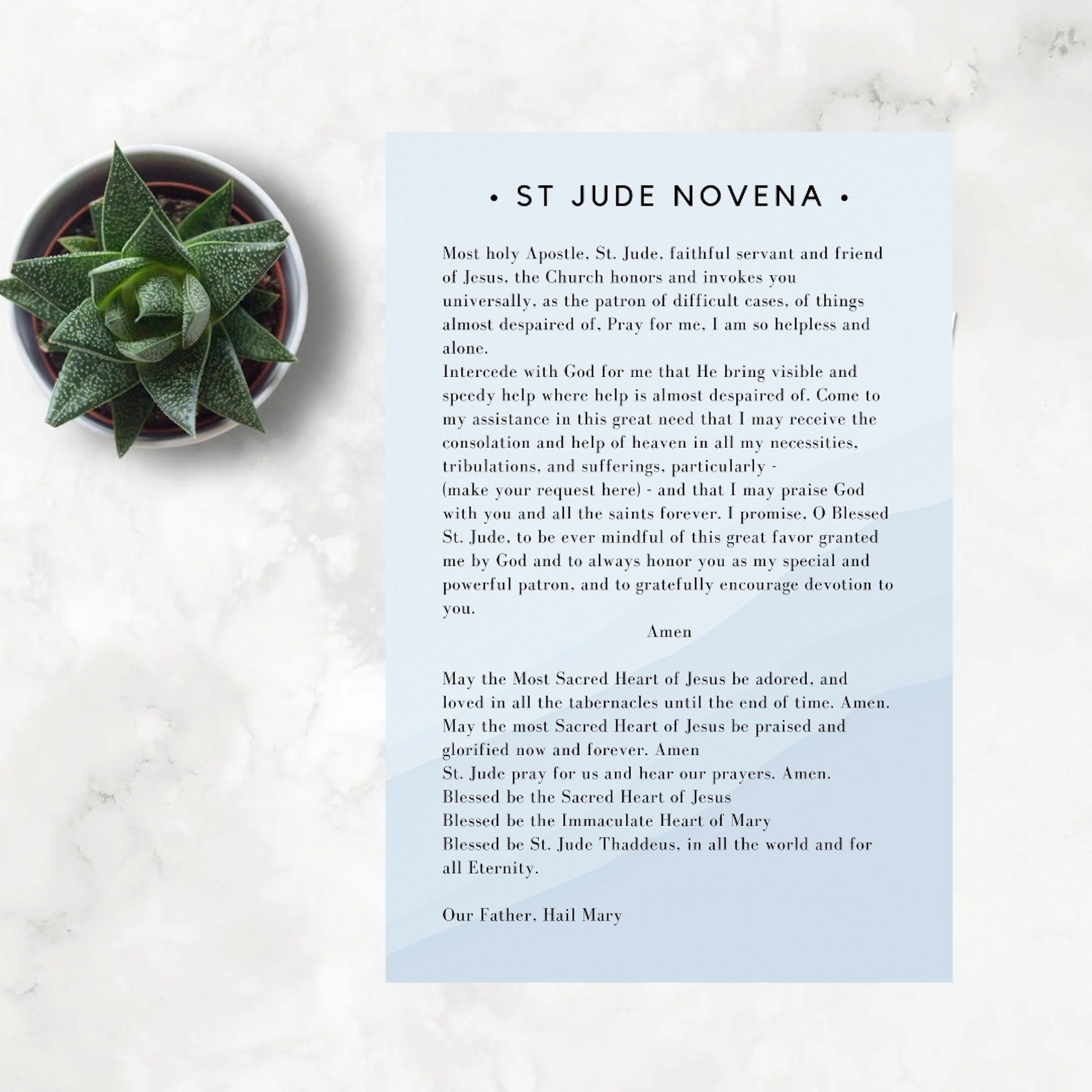 St. Jude Novena Prayer Card, 4"x6" Downloadable, Printable Prayer Card, Catholic Novena, Patron ...