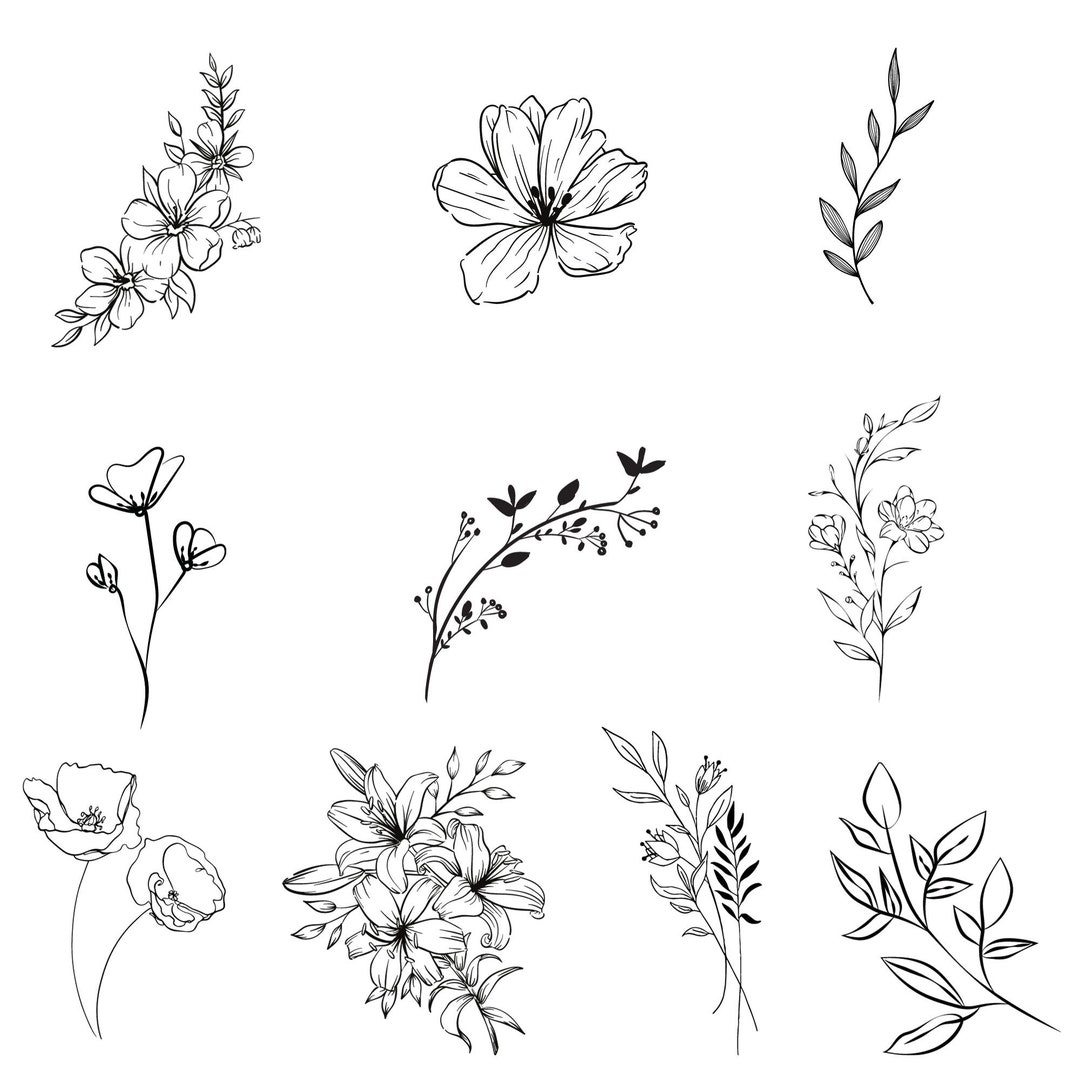 Flower Bundle, 10 Flowers, Svg, Png, Jpg Digital Downloads, Different ...
