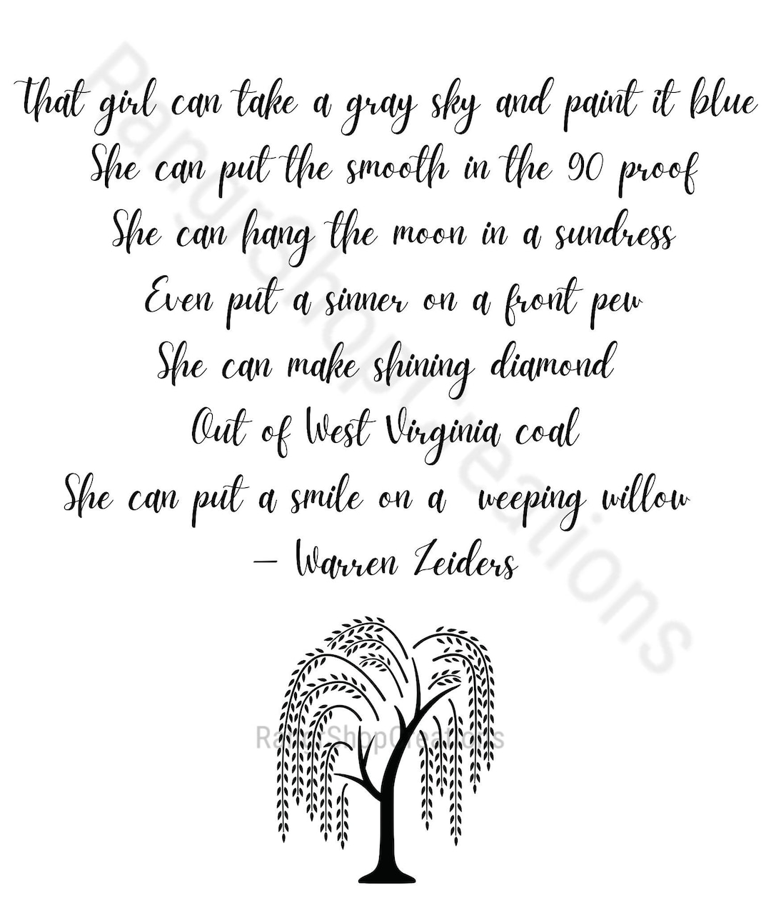 Warren Zeiders Weeping Willow SVG, PNG, JPG File, Country, Western ...