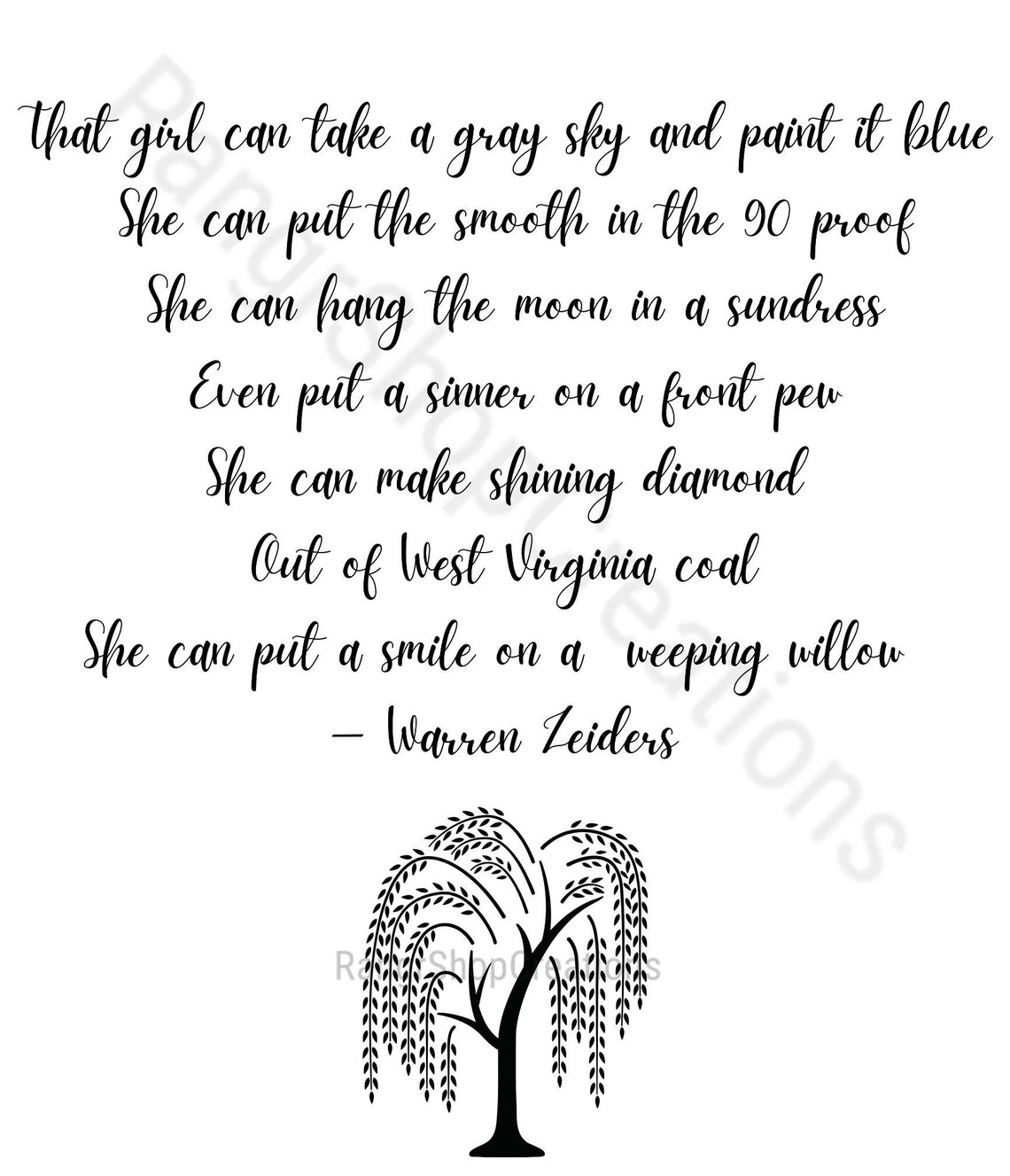 Warren Zeiders Weeping Willow SVG, PNG, JPG File, Country, Western ...