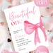 Bowtiful One First Birthday Invitation Template Bow Theme Pink Coquette ...