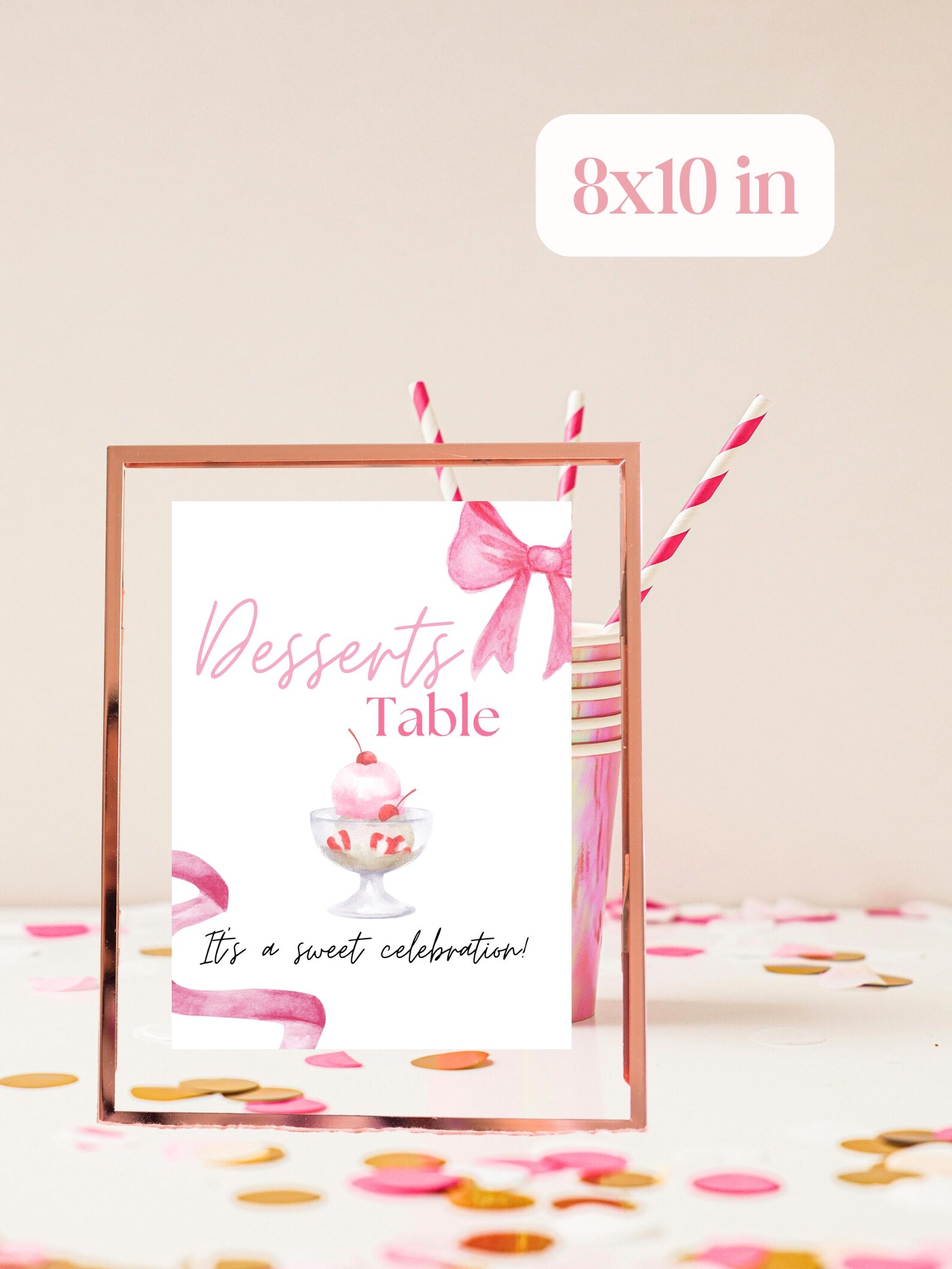 Bowtiful One First Birthday Invitation Template Bow Theme Pink Coquette ...