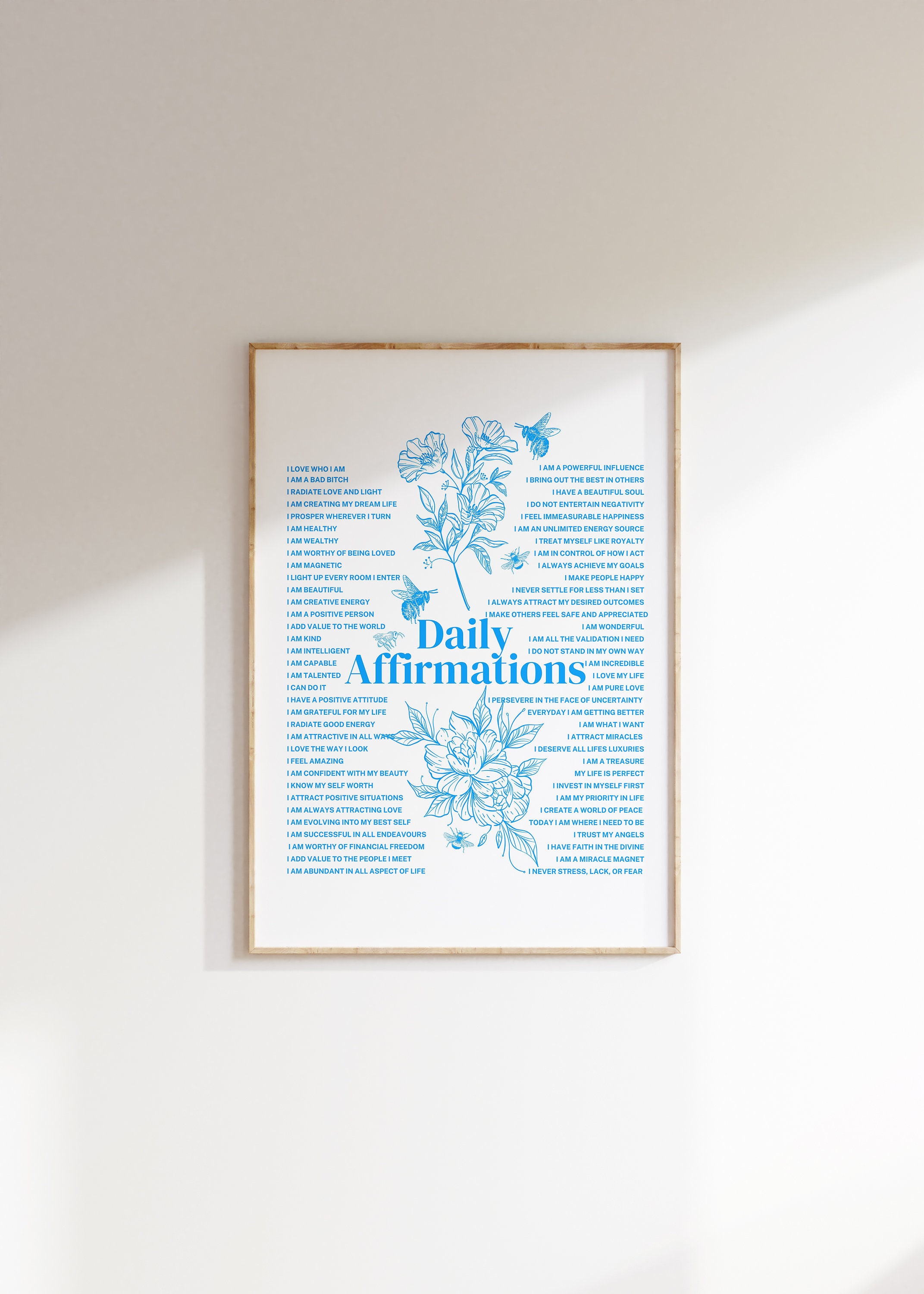 Blue Aura Poster Set, Set of 3 Affirmation Poster, Trust Gradient ...