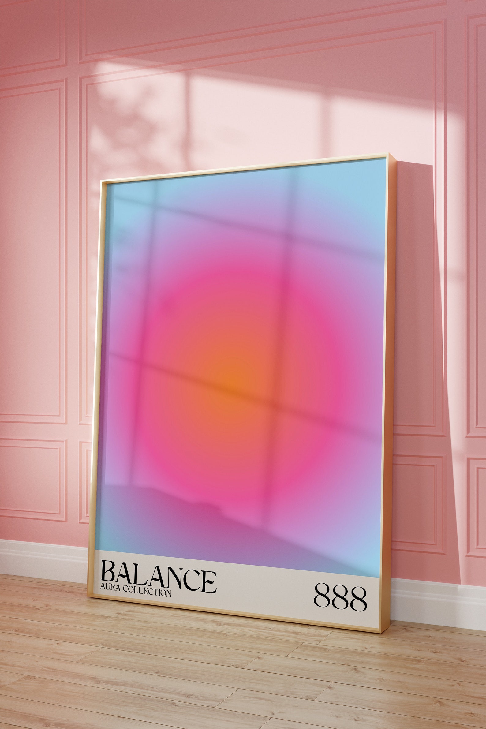 Angel Number Poster, 888, Balance, Colourful Aura Poster, Pink Aura ...