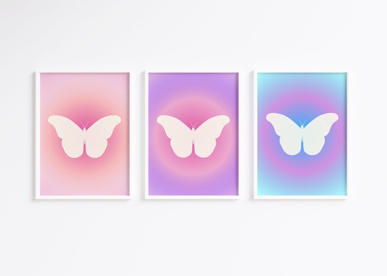 Aura Poster Set of 3 Prints, Dorm Room Poster Set, Pastel Wall Decor ...
