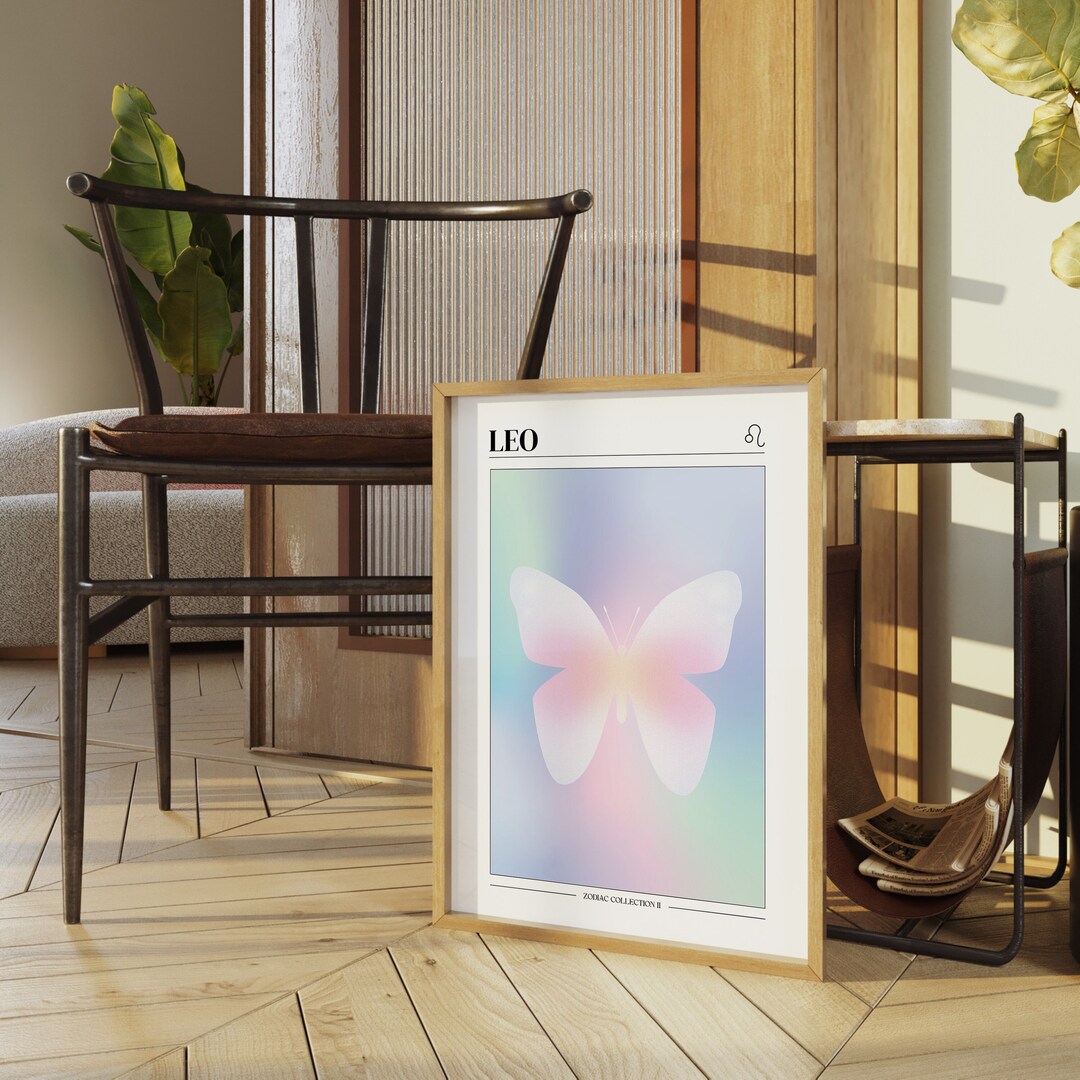 LEO Butterfly Poster, Leo Star Sign Print, Gift for Leo, Astrology Wall ...