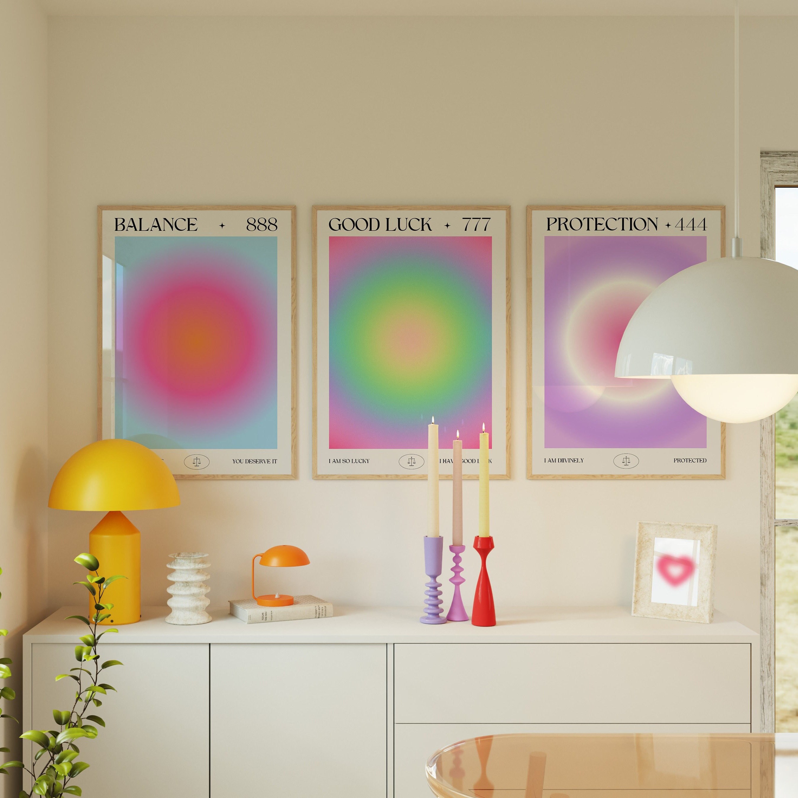 Angel Number Poster Set of 3, 777 Poster, Printable Art, Gradient Aura ...