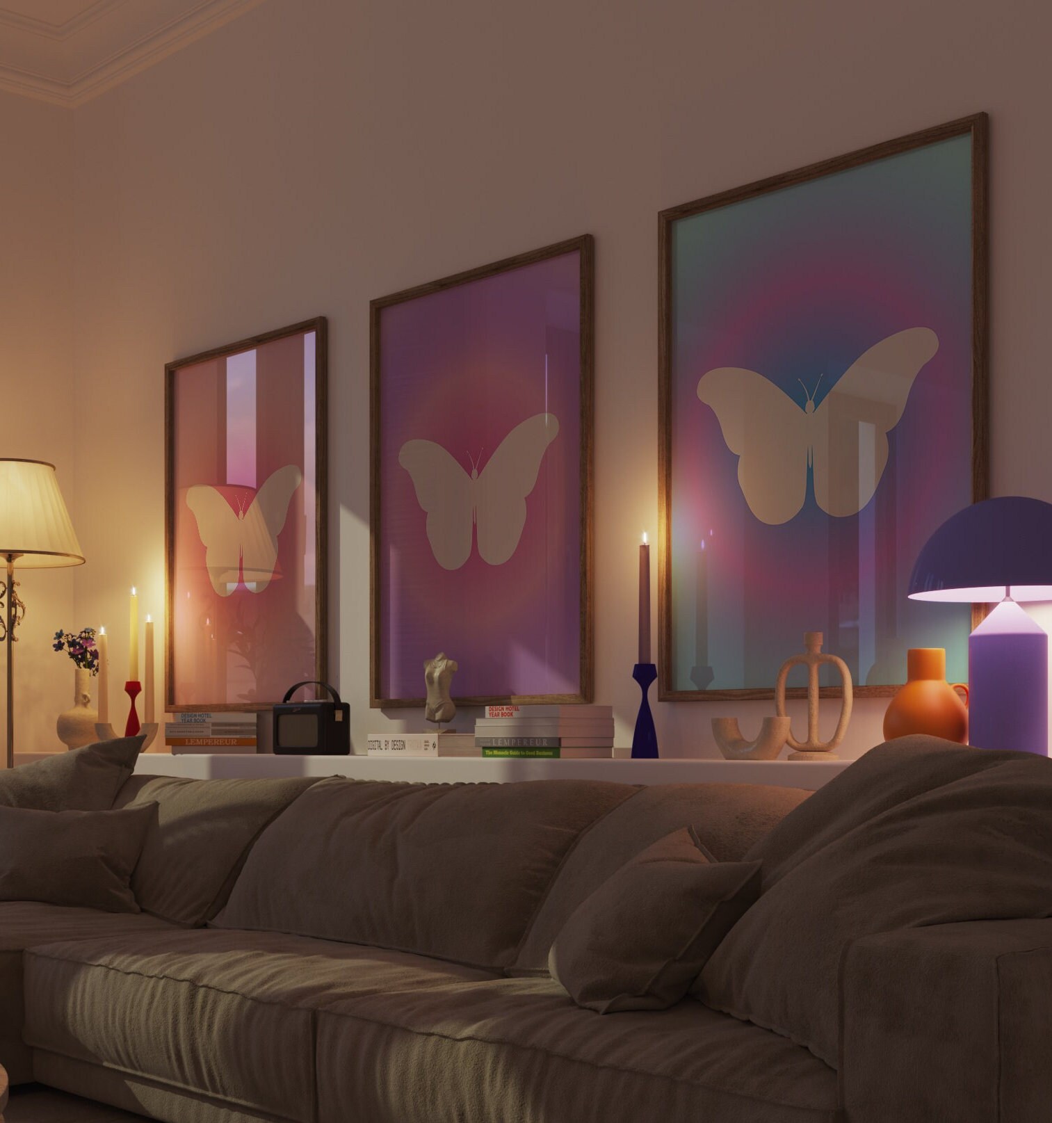 Aura Poster Set of 3 Prints, Dorm Room Poster Set, Pastel Wall Decor ...