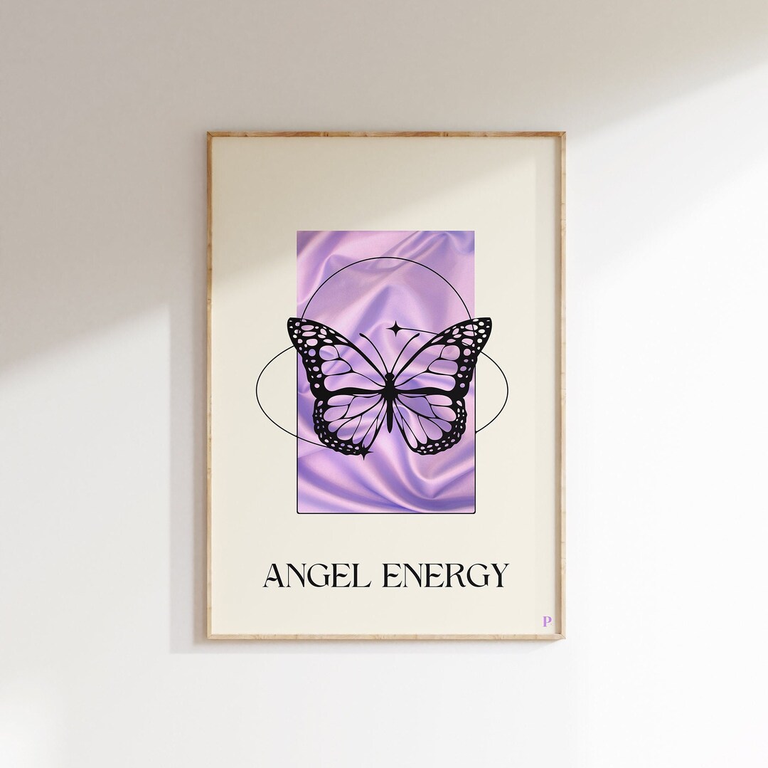 Angel Energy Purple, Butterfly Print, Preppy Room Print, Spiritual Wall ...