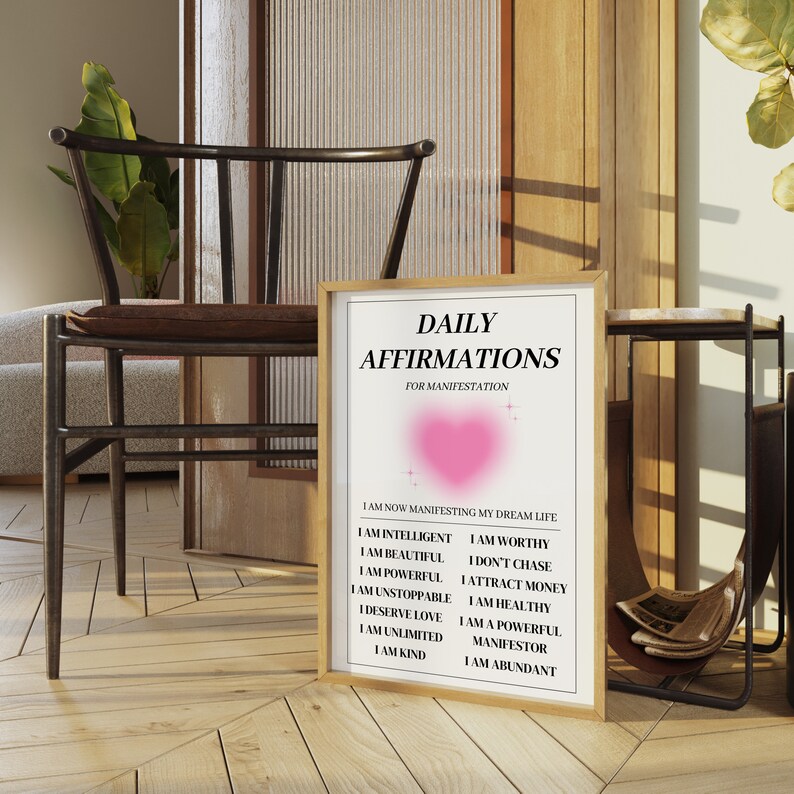 Daily Affirmations Poster, Affirmation Print, Mental Health Poster ...
