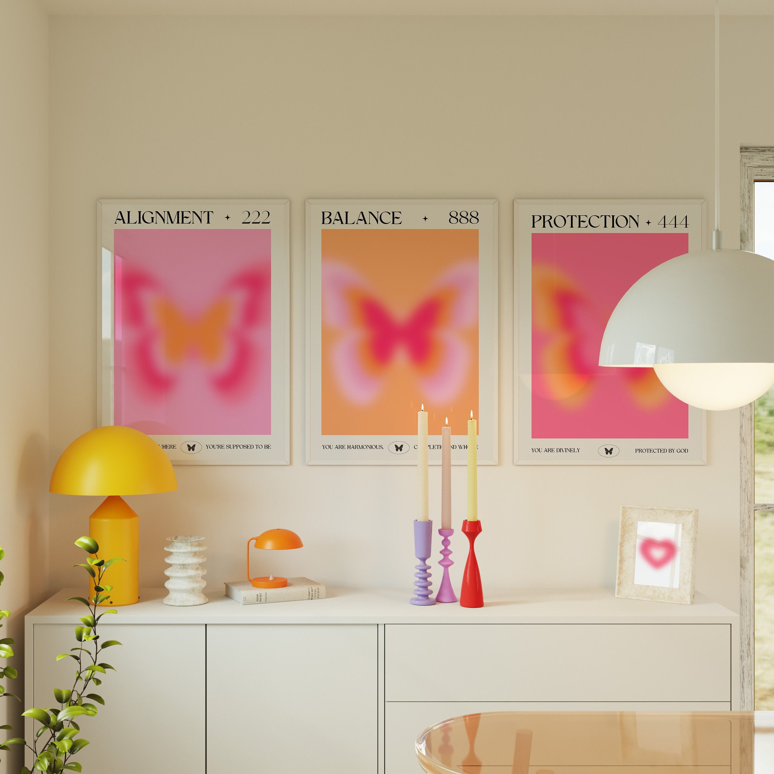 Butterfly Aura Poster Set of 3, Angel Number 222, Gradient Aura Poster ...