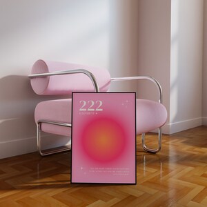Angel Number Poster 222, Poster Wall Art Print, Gradient Aura, 222 ...