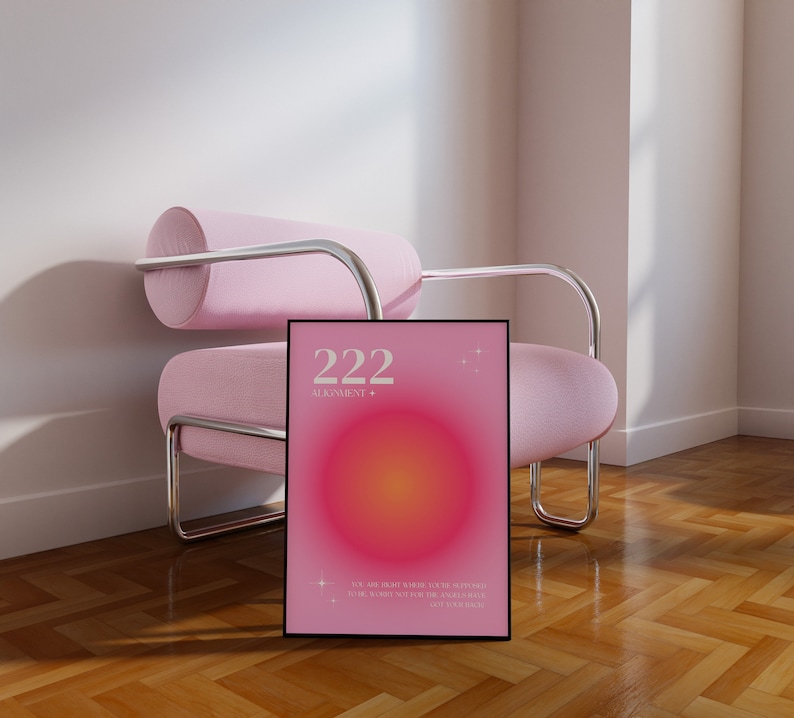 Angel Number Poster 222, Poster Wall Art Print, Gradient Aura, 222 ...