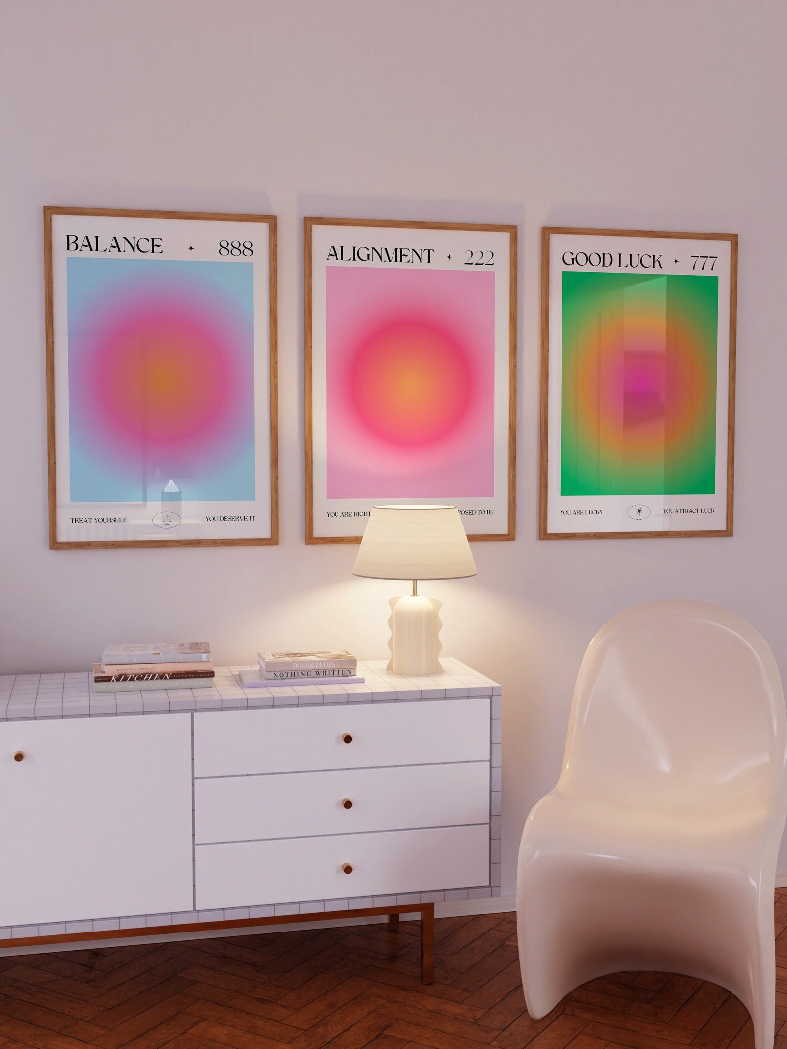 Angel Number Poster Set of 3, 222 Poster, Printable Art, Gradient Aura ...