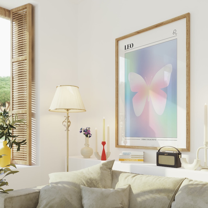 LEO Butterfly Poster, Leo Star Sign Print, Gift for Leo, Astrology Wall ...