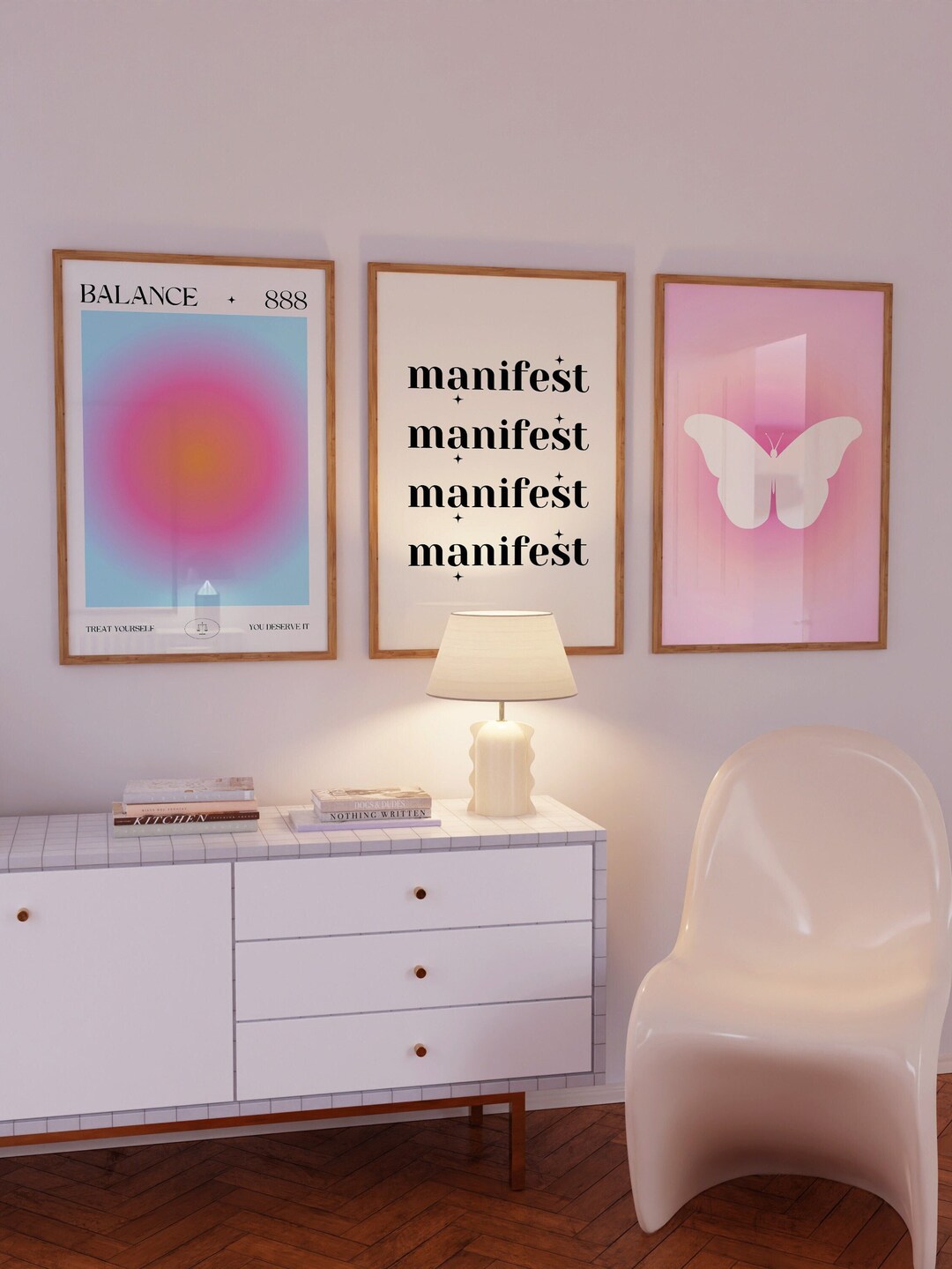 Aura Posters Set of 3, Pink Aura Poster, Blue Aura Poster, Butterfly ...