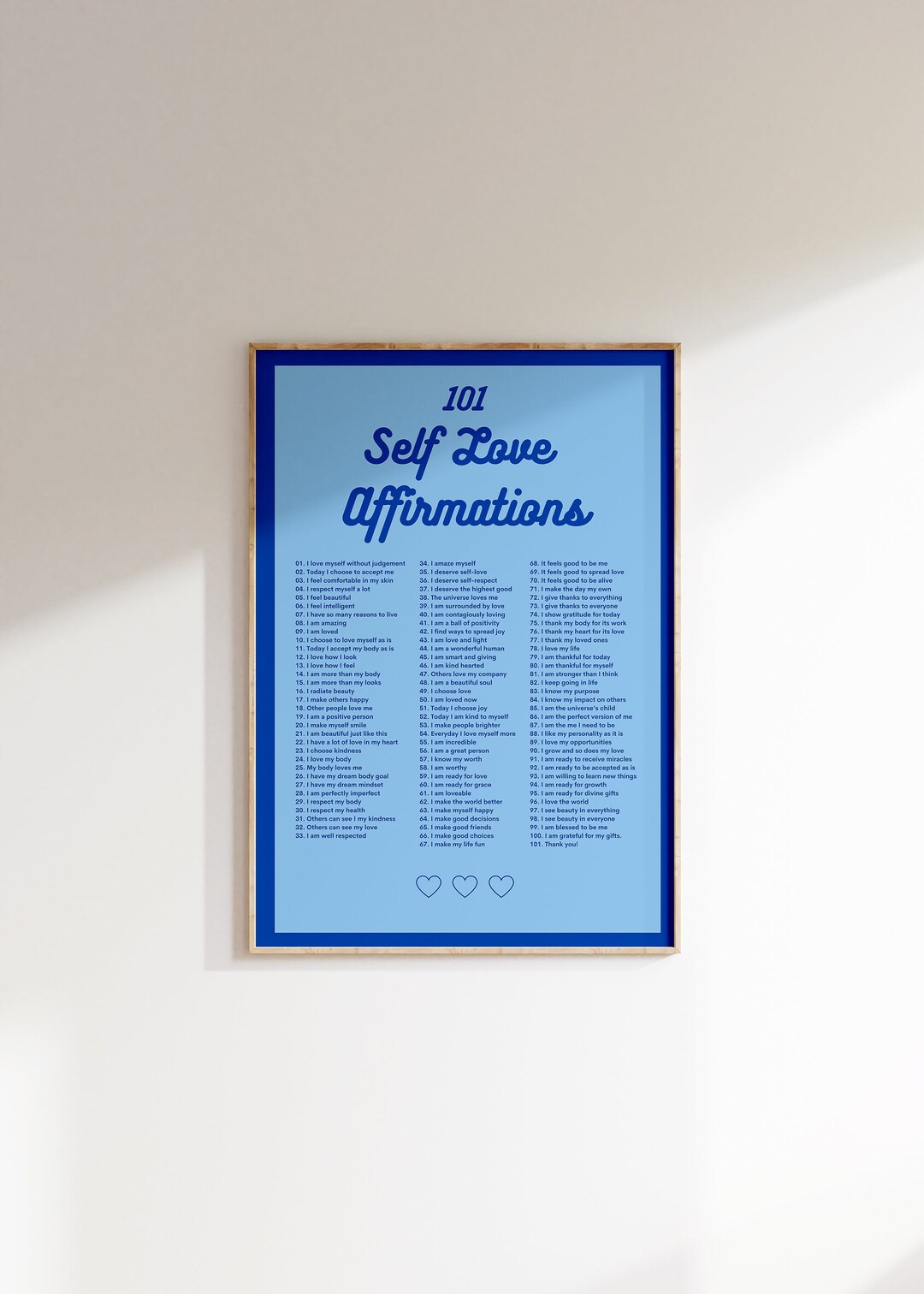 101 Positive Affirmations, BLUE, Daily Affirmations, Affirmation Wall ...