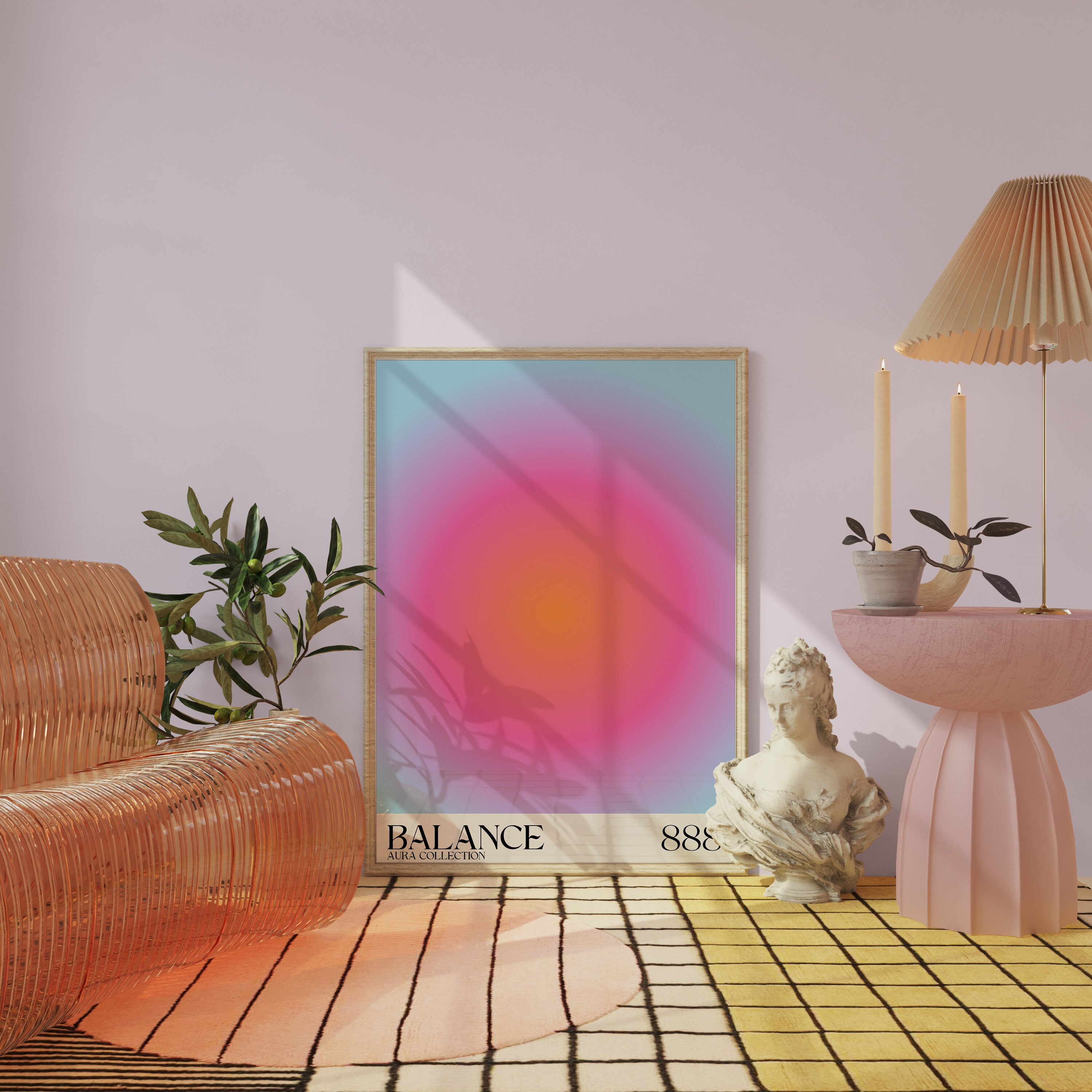 Angel Number Poster, 888, Balance, Colourful Aura Poster, Pink Aura ...