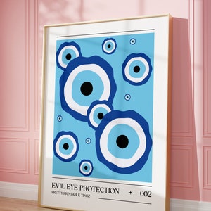 Evil Eye Poster, Blue Evil Eye Printable Art, Turkish Evil Eye Art ...