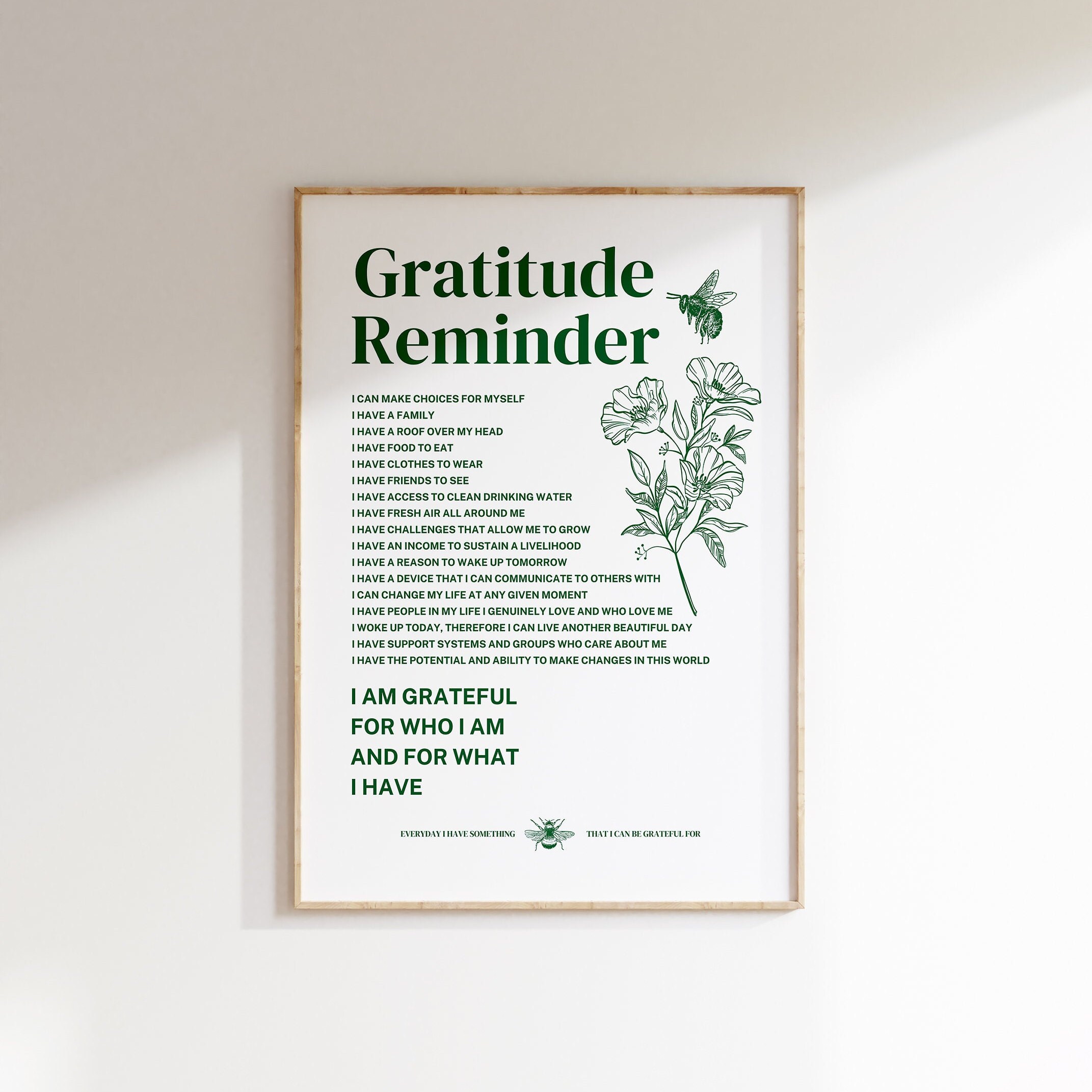Gratitude Poster, Daily Affirmations, Dorm Room Decor, Digital Download ...