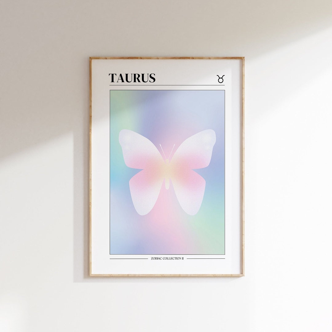TAURUS Butterfly Poster Taurus Star Sign Print Gift for - Etsy