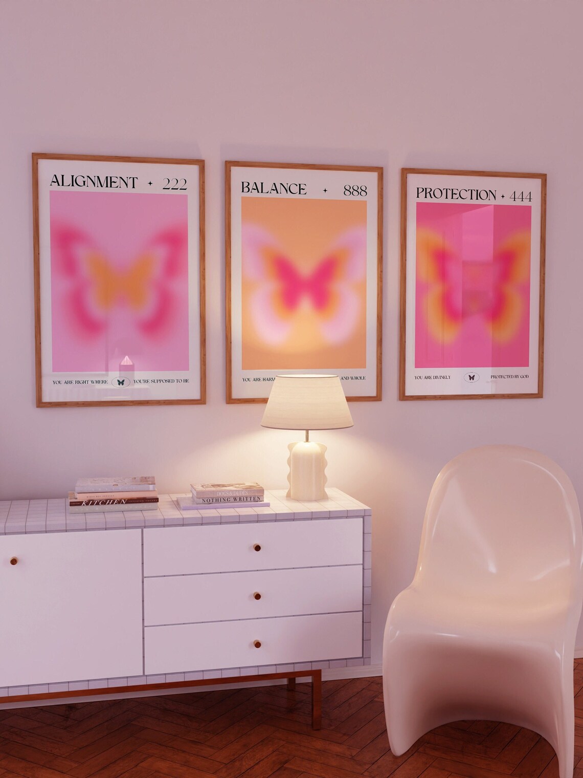 Butterfly Aura Poster Set of 3, Angel Number 222, Gradient Aura Poster ...
