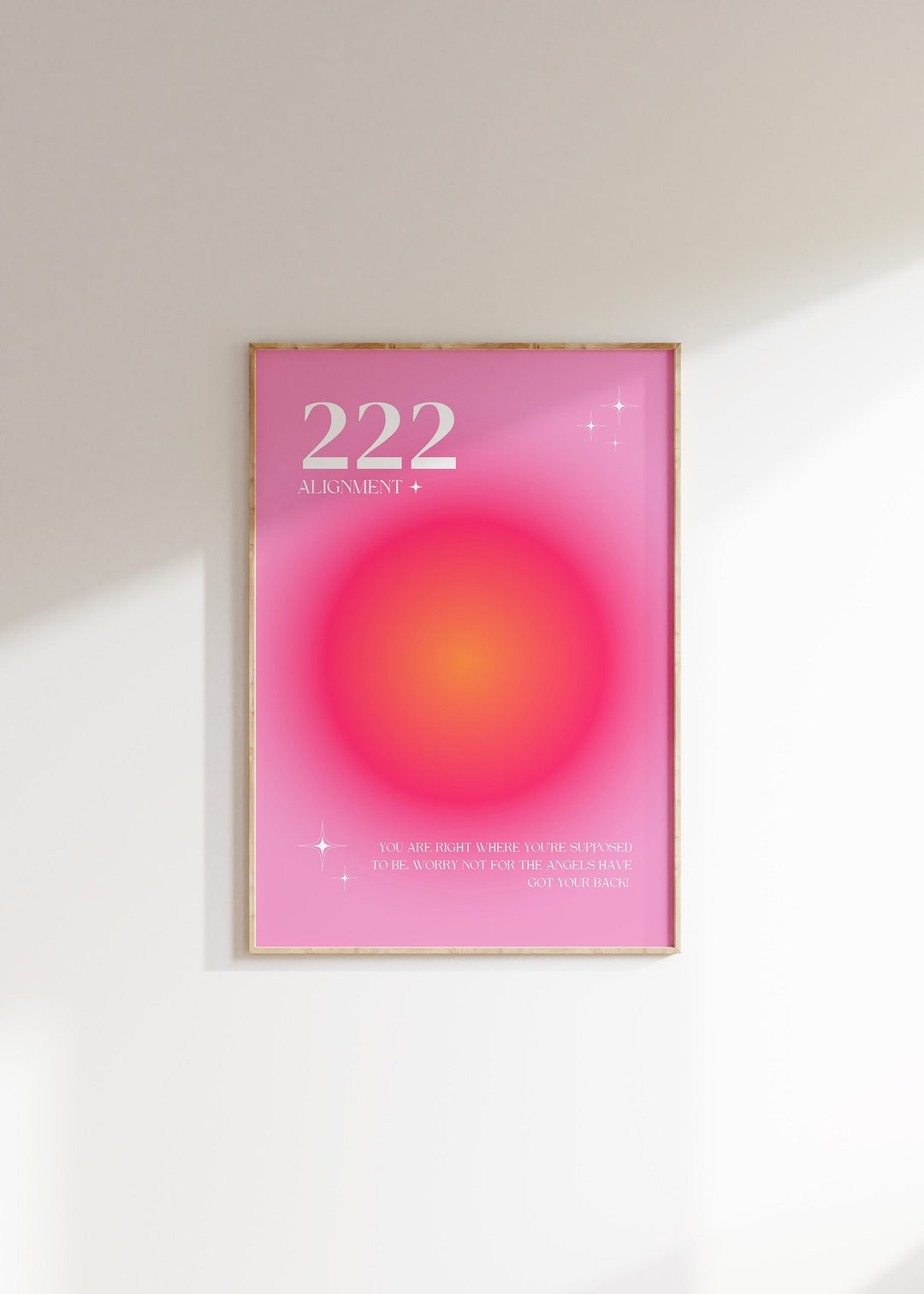 Angel Number Poster 222, Poster Wall Art Print, Gradient Aura, 222 ...