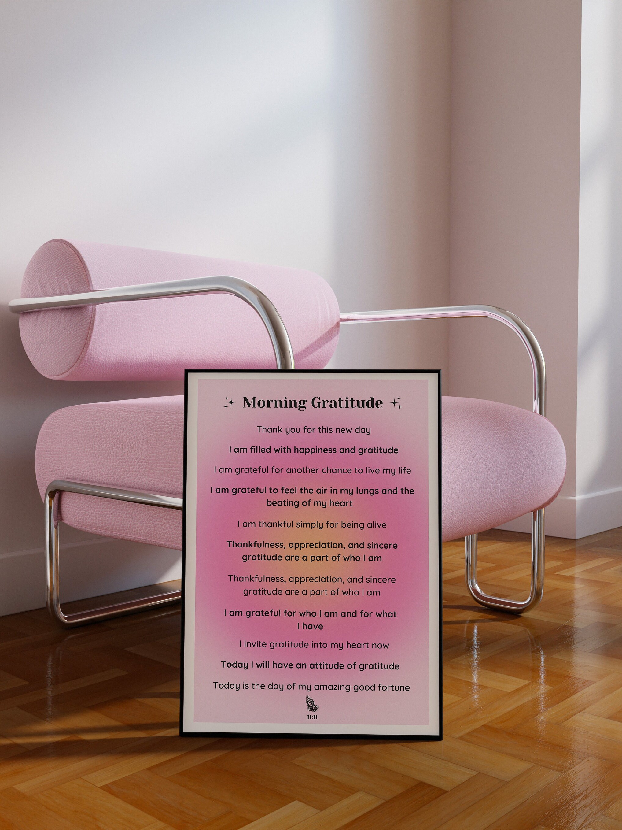 Morning Gratitude Printable Poster, Daily Gratitude Affirmations, Pink ...