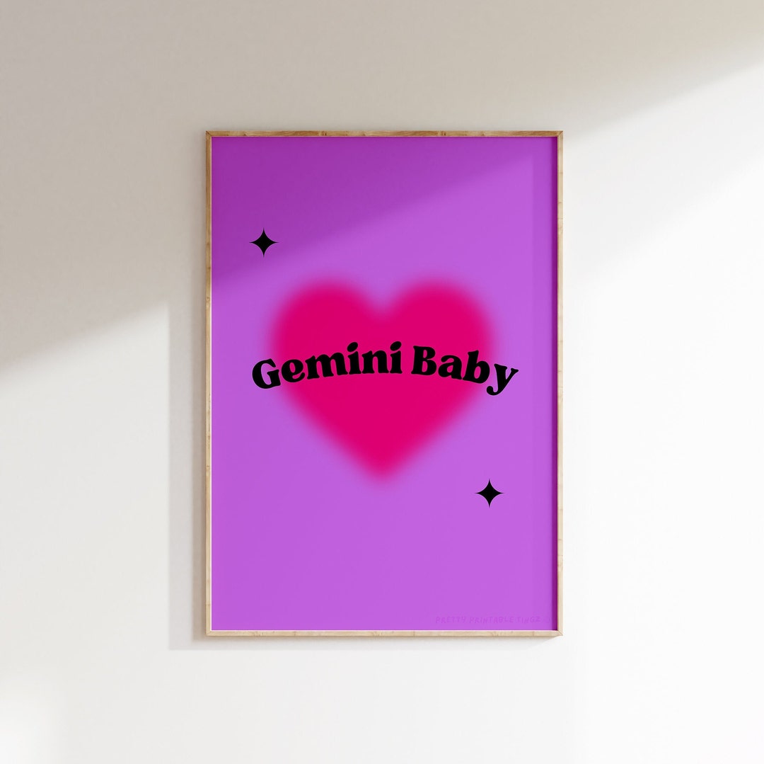 GEMINI Star Sign Poster, Gemini Baby, Trendy Y2k Wall Art, Teen Bedroom ...