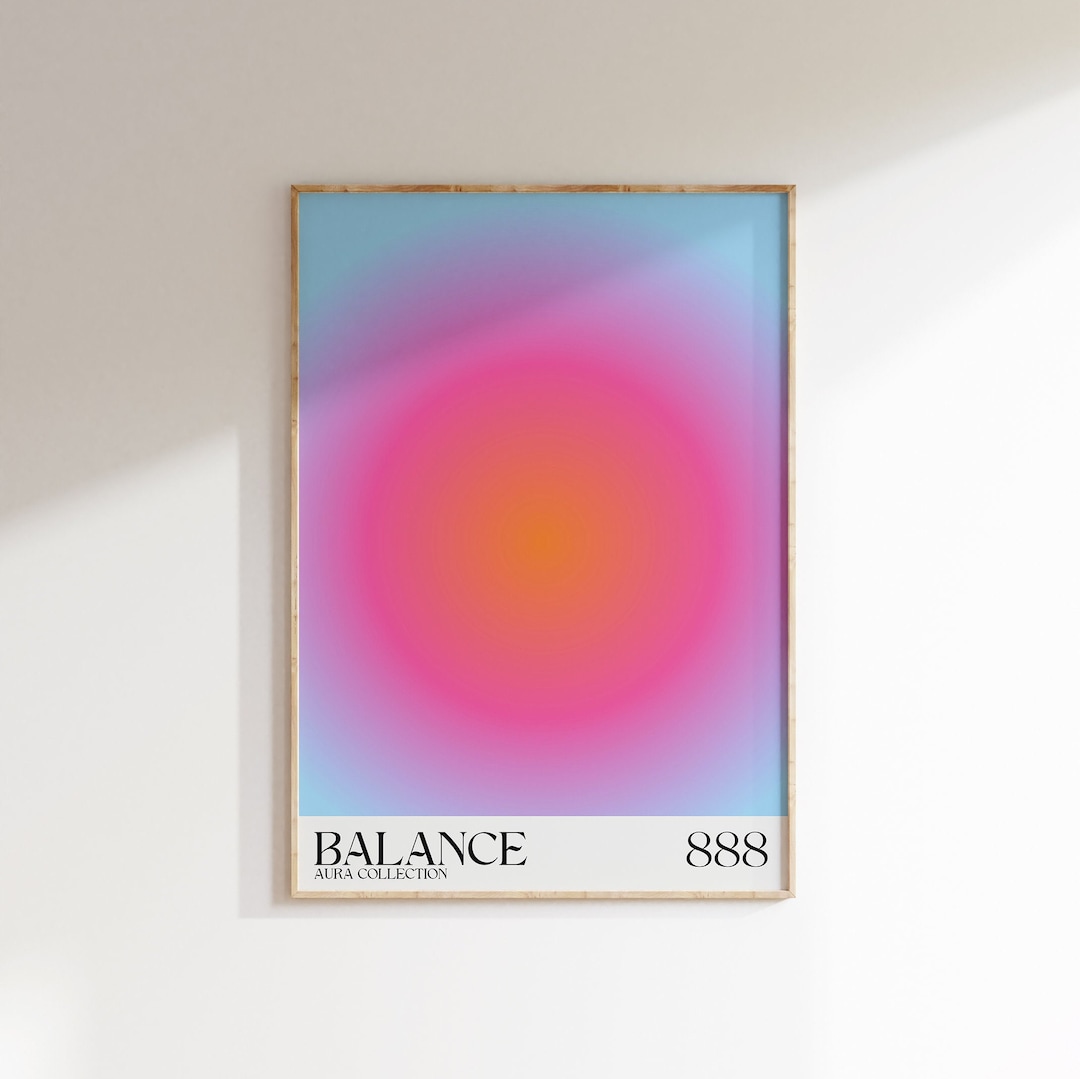 Angel Number Poster, 888, Balance, Colourful Aura Poster, Pink Aura ...