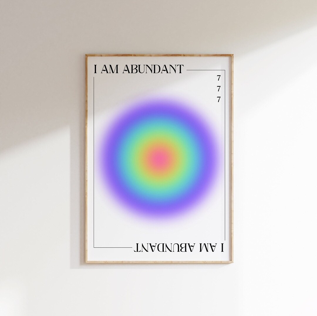 Affirmation Poster, Preppy Print, Rainbow Aura Printable Poster, Trendy ...
