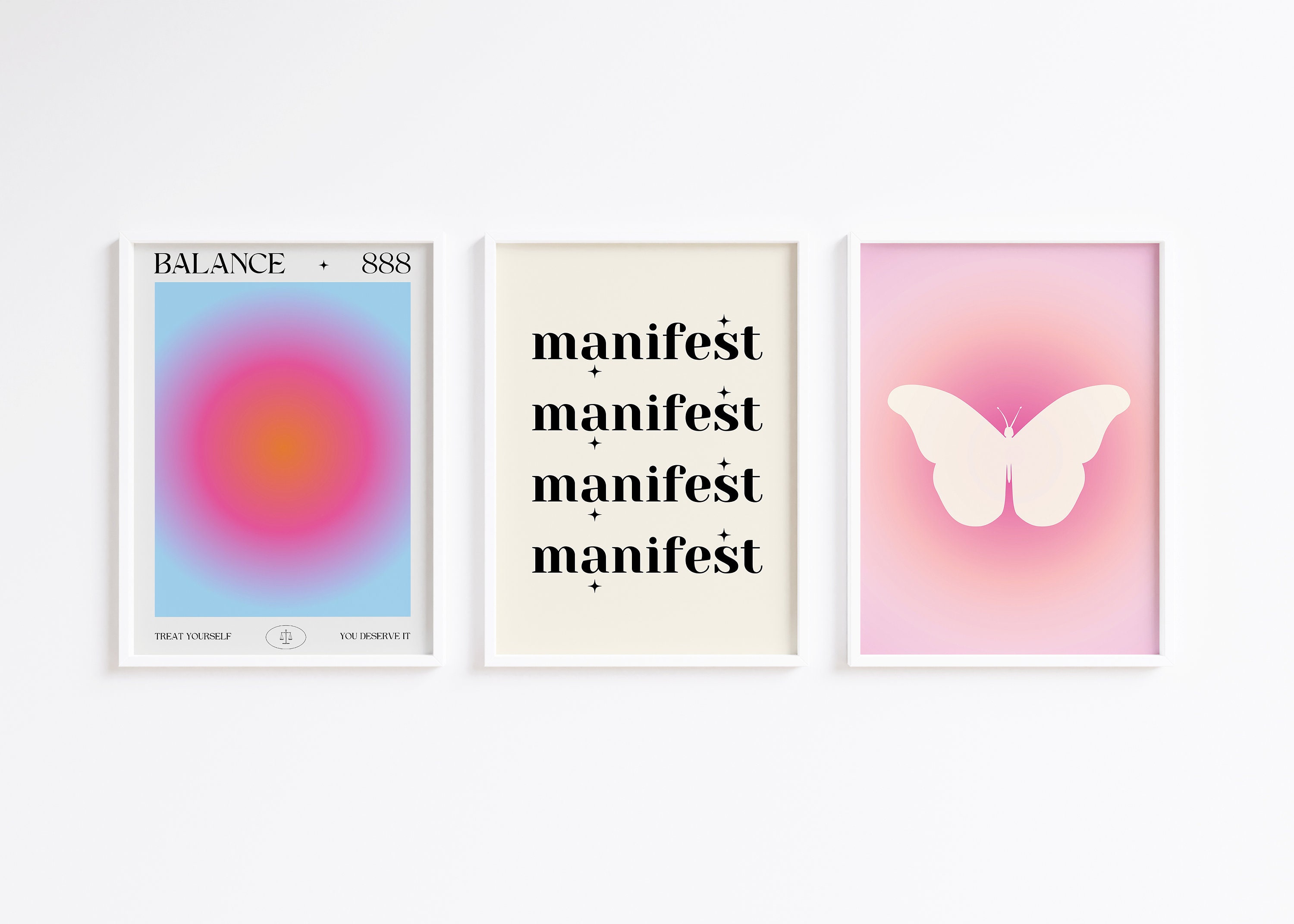 Aura Posters Set of 3, Pink Aura Poster, Blue Aura Poster, Butterfly ...