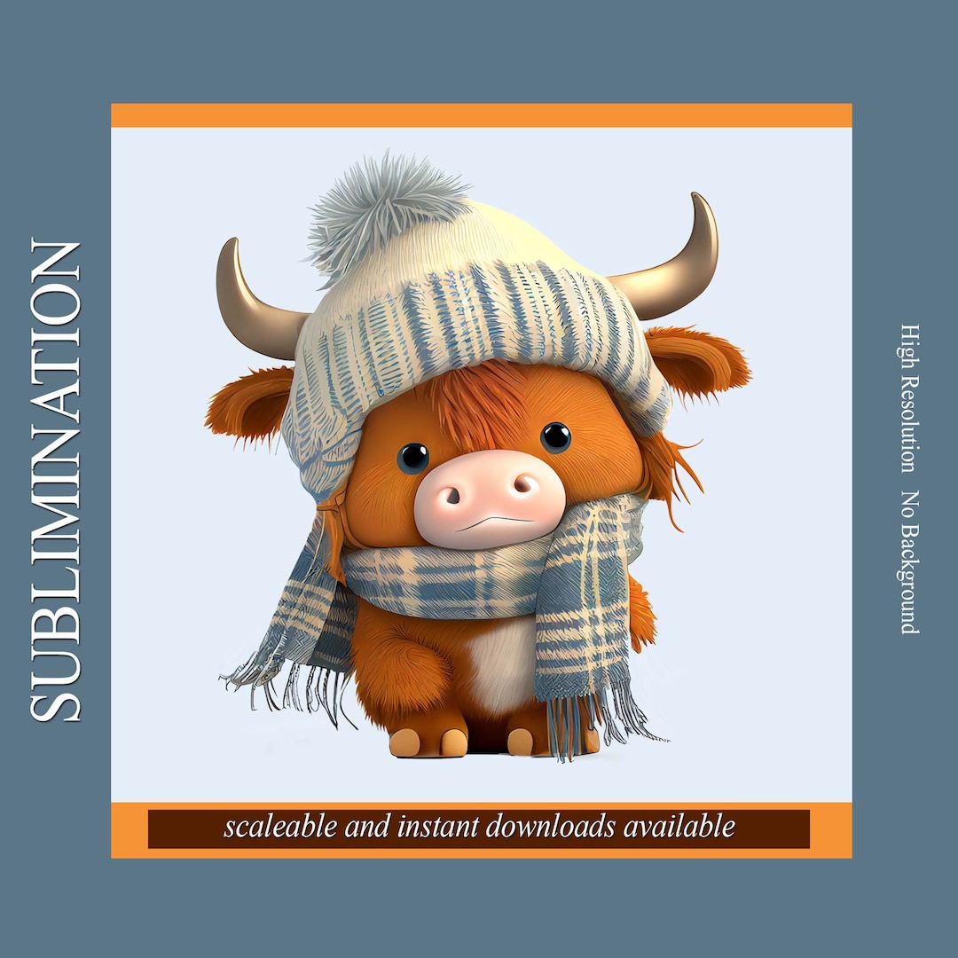 Cozy Cow Sublimation Design Winter Highland Cow Digital - Etsy