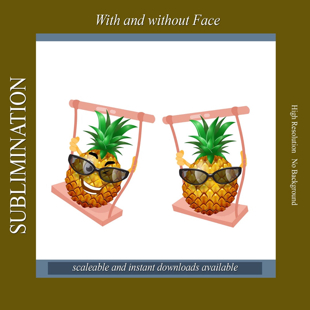 Swinging Pineapple With Shades and With a Winking Face Design PNG Fruit ...