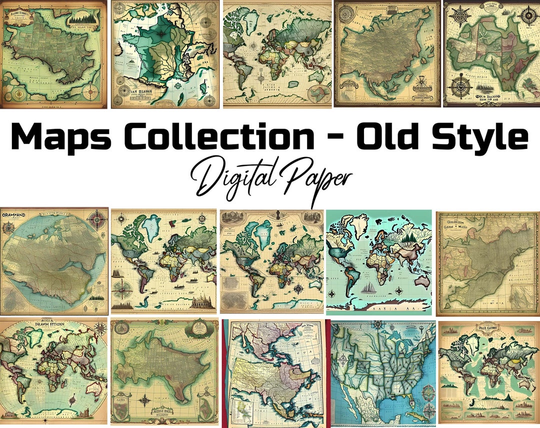 Old Map Style Digital Paper Atlas Backgrounds 15 Designs - Etsy