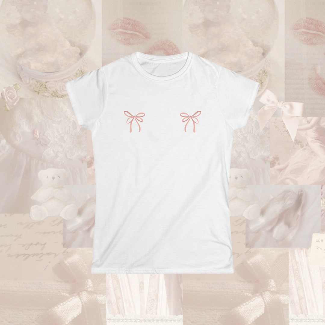 Girlcore Bow Shirt, Coquette Aesthetic Tee, Coquette Baby Tee, Cool ...