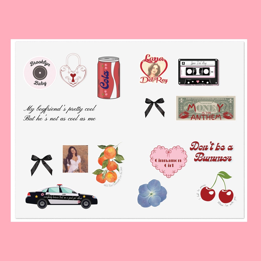 Lana Del Rey Aesthetic Vinyl Sticker Pack, Lana Del Rey Merch, Water ...