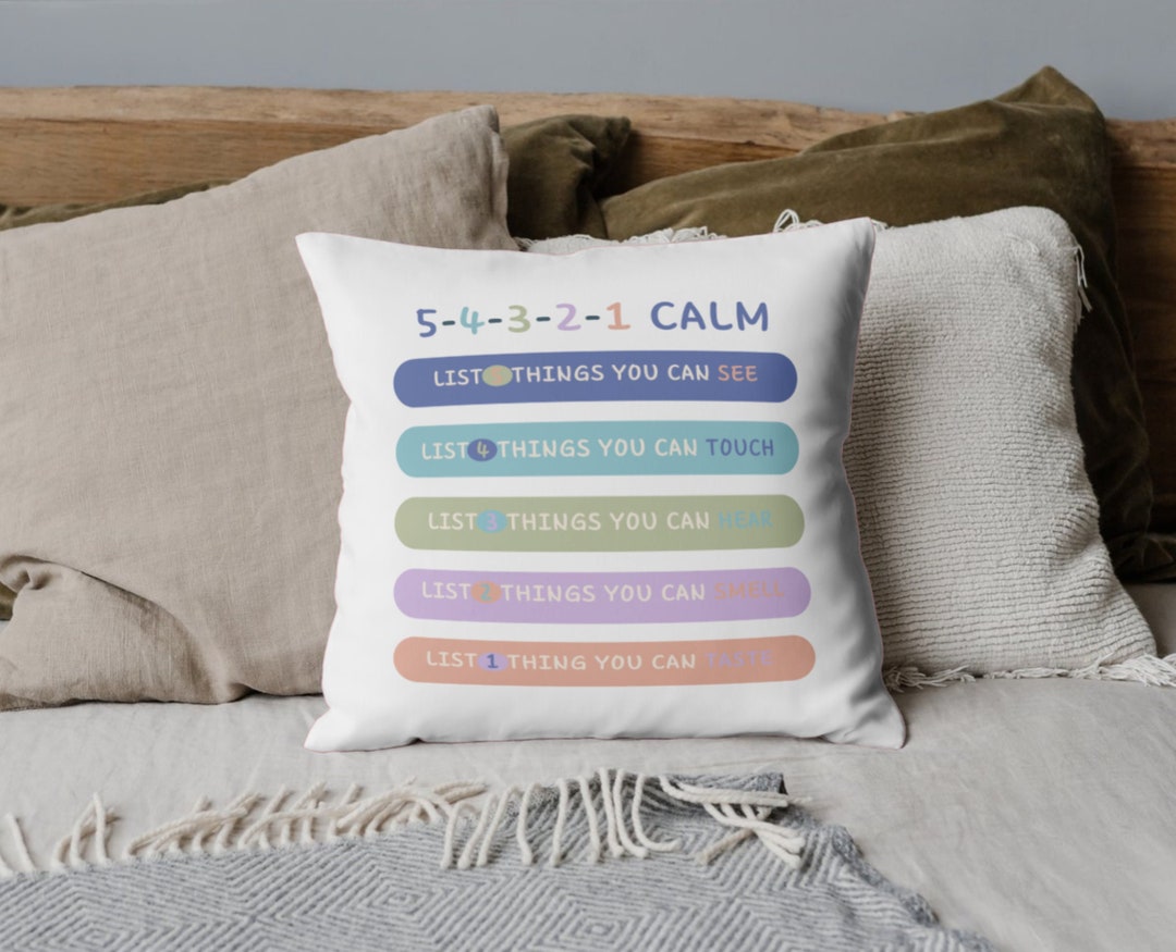 Calming Corner Coping Skills Pillow, Grounding Technique, Calm Down ...